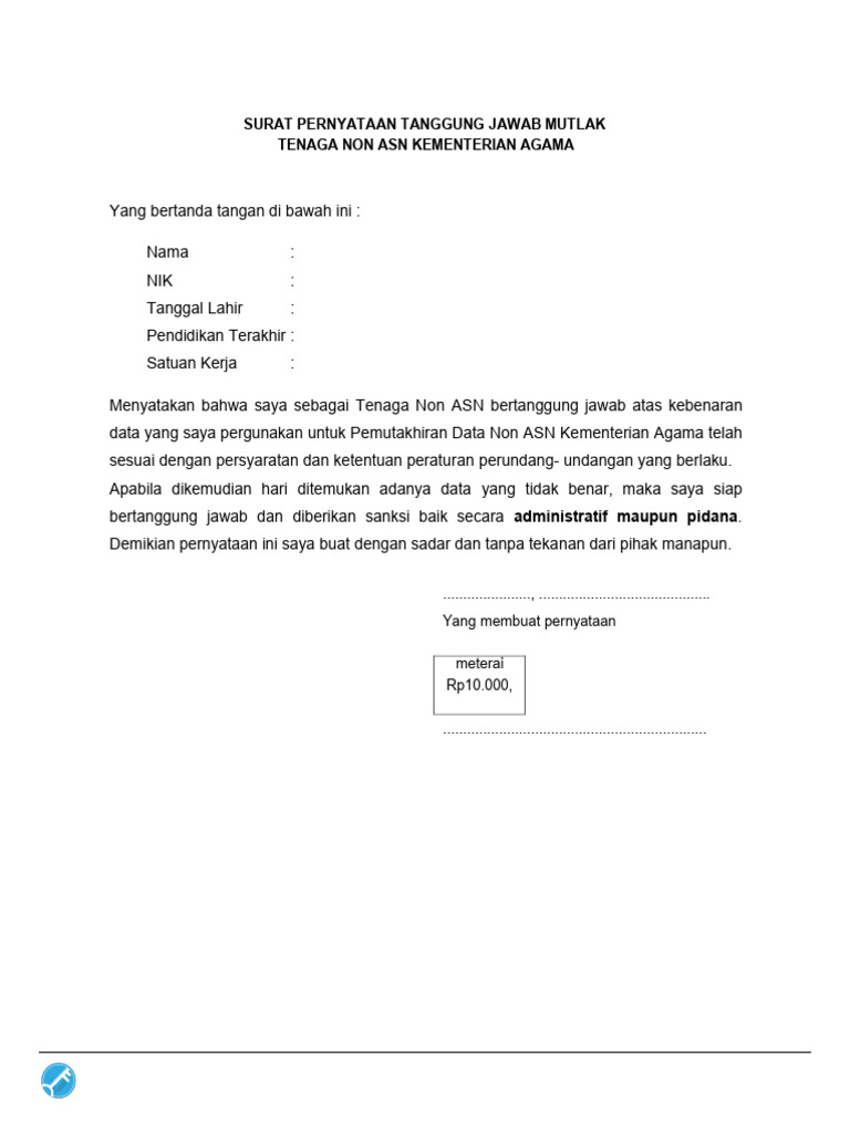 Surat Tentang Pemutakhiran Data Tenaga Non ASN Kementerian Agama 2 - Removed | PDF