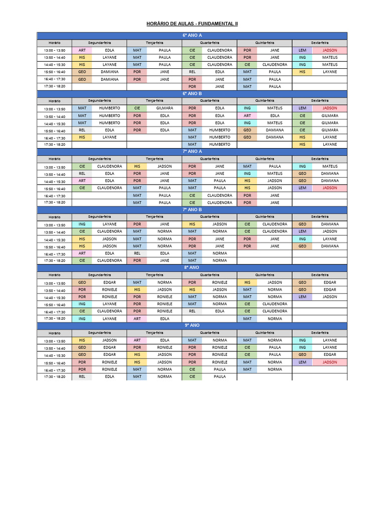 Horário Provisório EMP 2025 | PDF