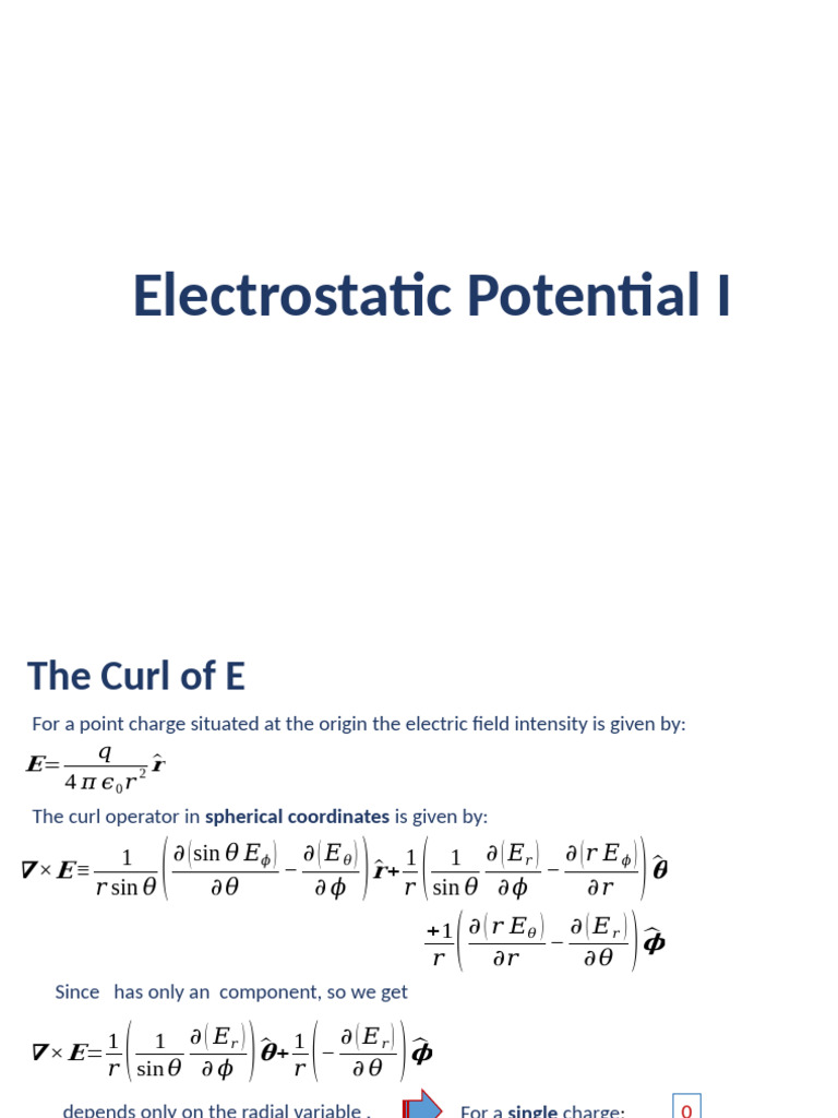 Electrostatic Potential I | PDF | Electric Field | Calculus