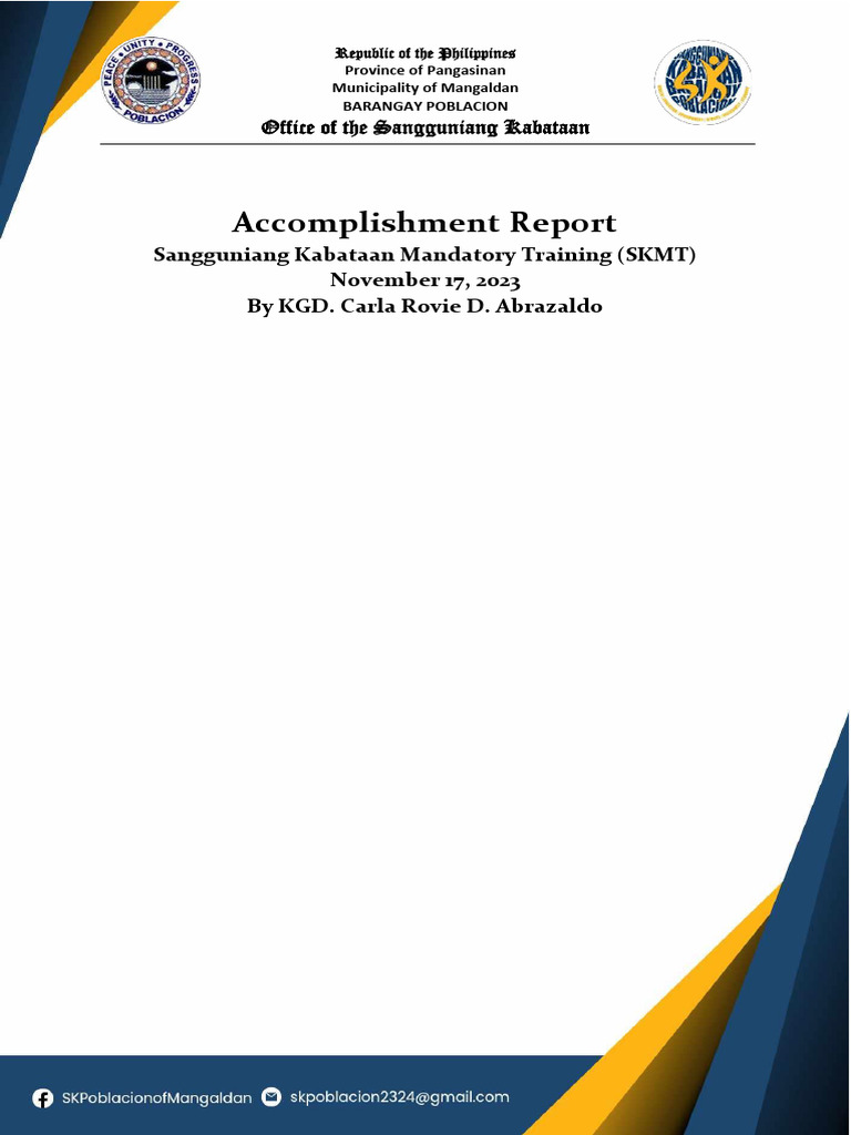 Accomplishment Report SK Mandatory Training | PDF | Public ...