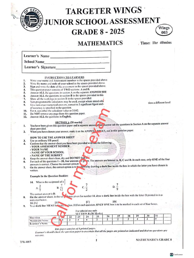 G8 TW003 Maths | PDF