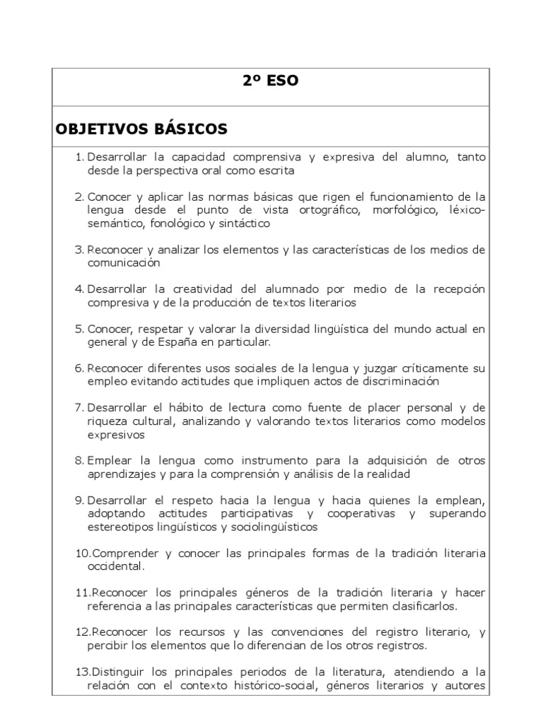 Criterios Lengua 2 Eso | PDF