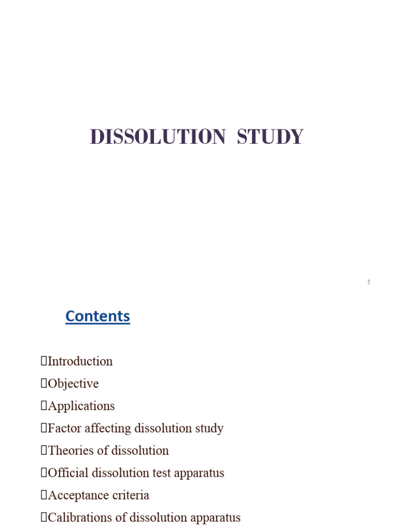 Dissolution Studies | PDF | Solvation | Tablet (Pharmacy)