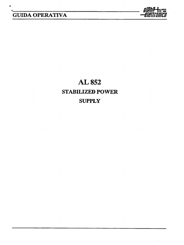 Alimentatore AL 852 | PDF