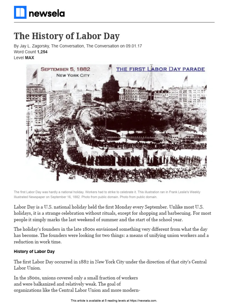 Lib Convo Labor Day History 34265 Article - and - Quiz | PDF | Working ...