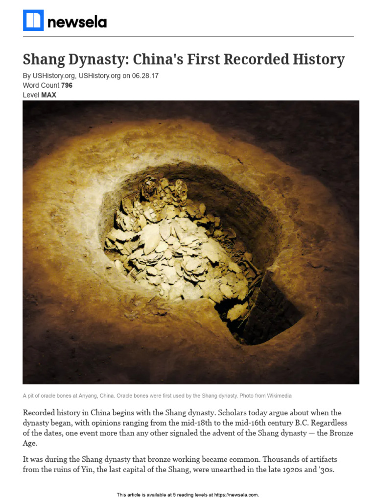 Lib Ushistory Ancient China Shang Dynasty 32199 Article and Quiz | PDF