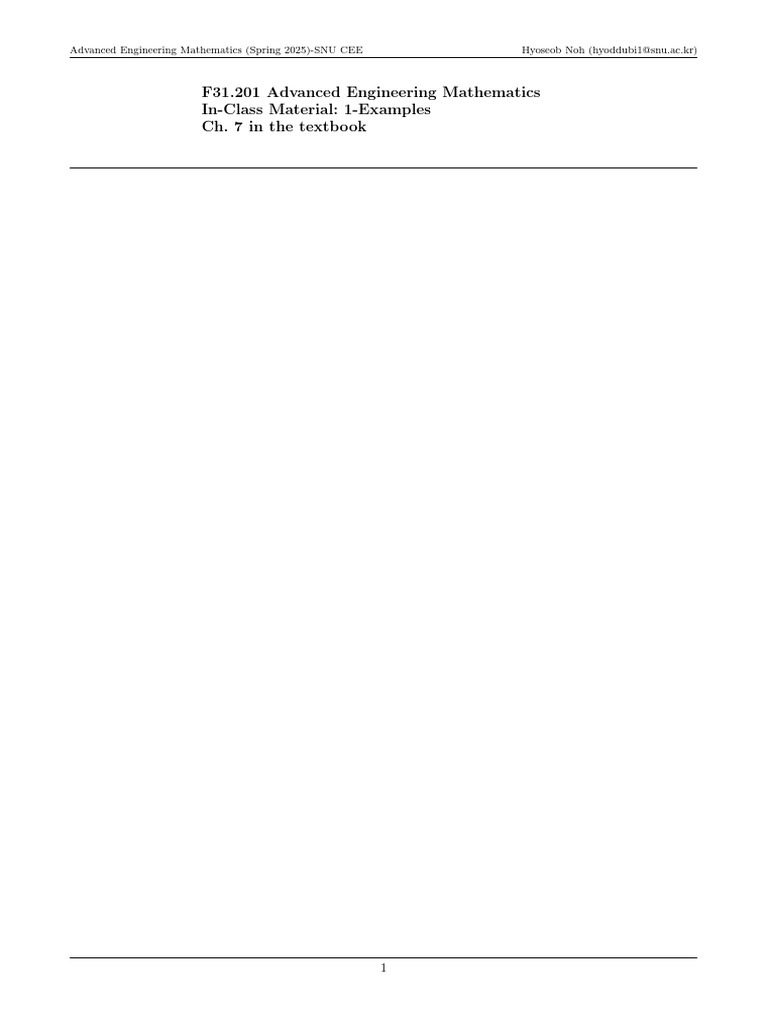 Adv Eng Math Lecture Notes 1 Examples V2 Pdf Mathematical Objects Mathematical Analysis
