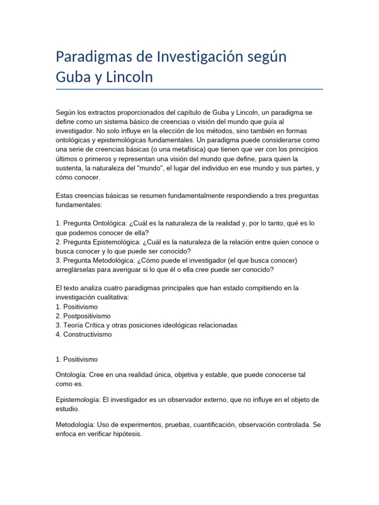 Paradigmas Guba Lincoln TerapiaOcupacional | PDF | Paradigma | Epistemología