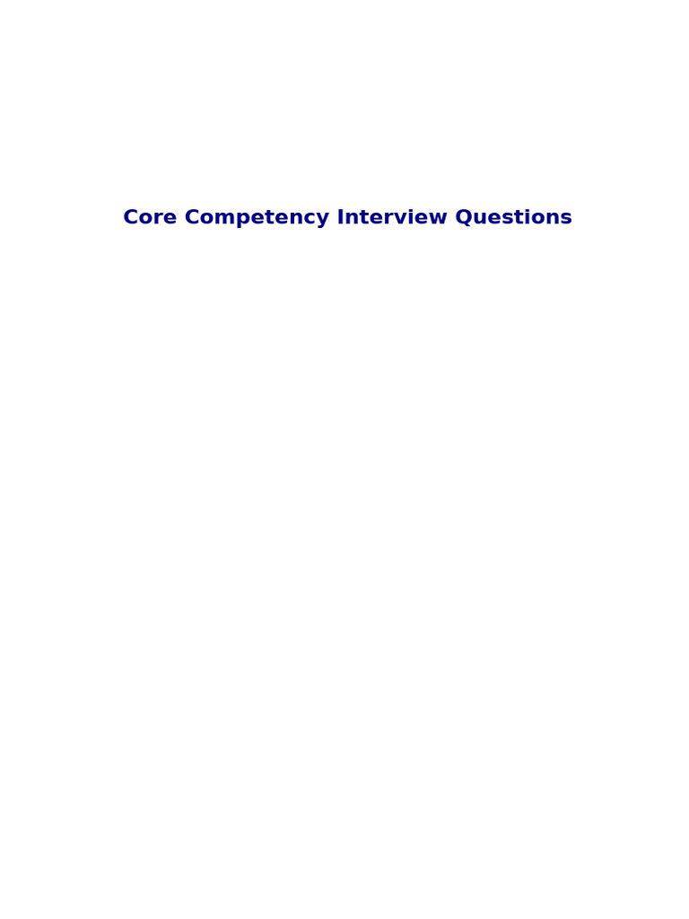 Core Competency Interview Questions | PDF | Customer | Business