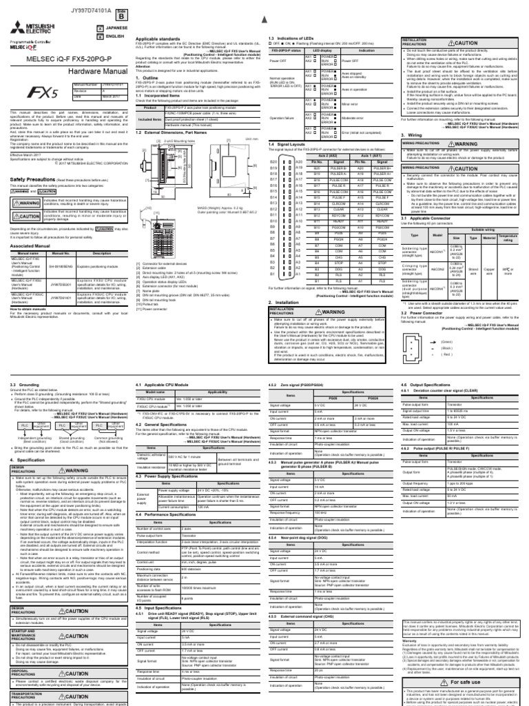 FX5-20PG-P Positioning Module Manual | PDF | Power Supply ...