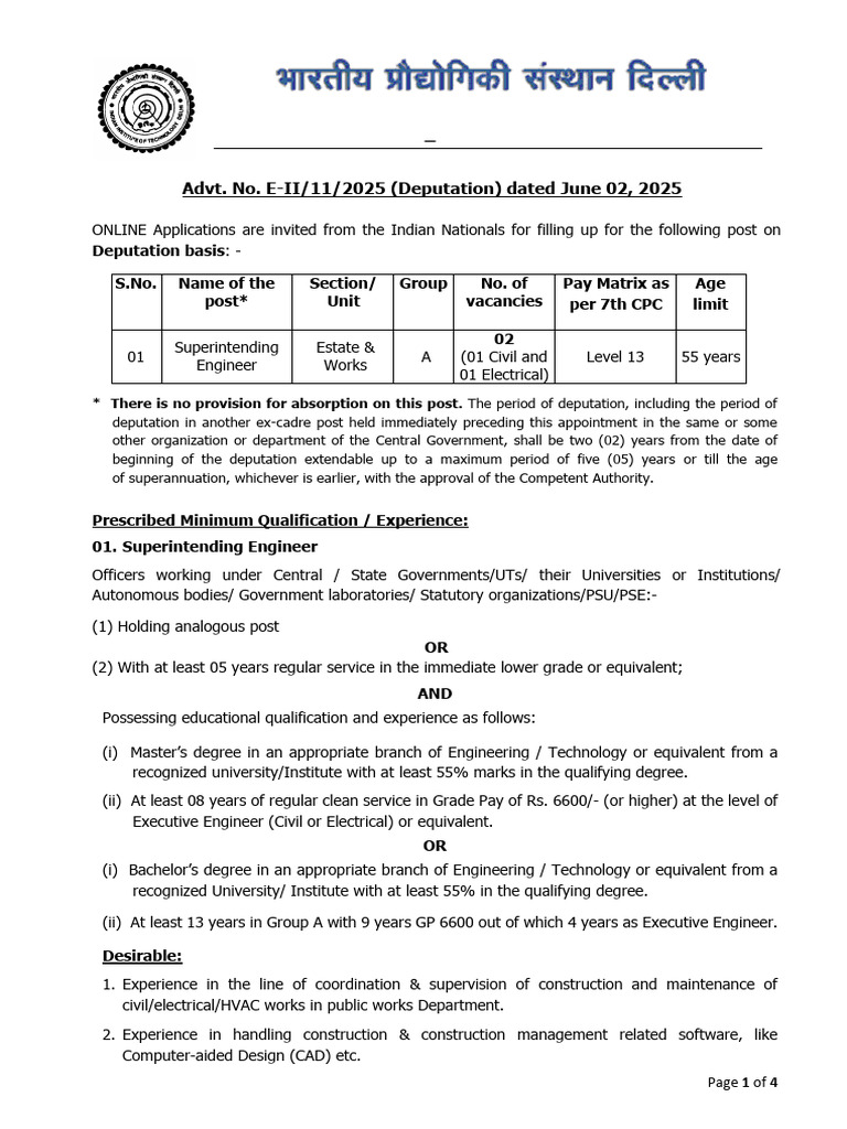 Advt. No. E-II.11.2025 (Deputation) | PDF | Justice | Crime & Violence