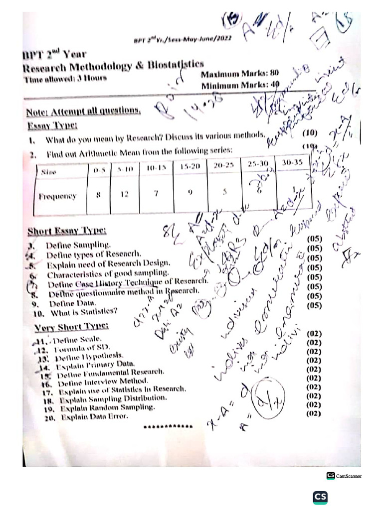 CRC BPT 2nd Yr Papers | PDF