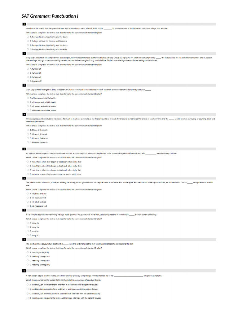 SAT (Grammar Punctuation) | PDF
