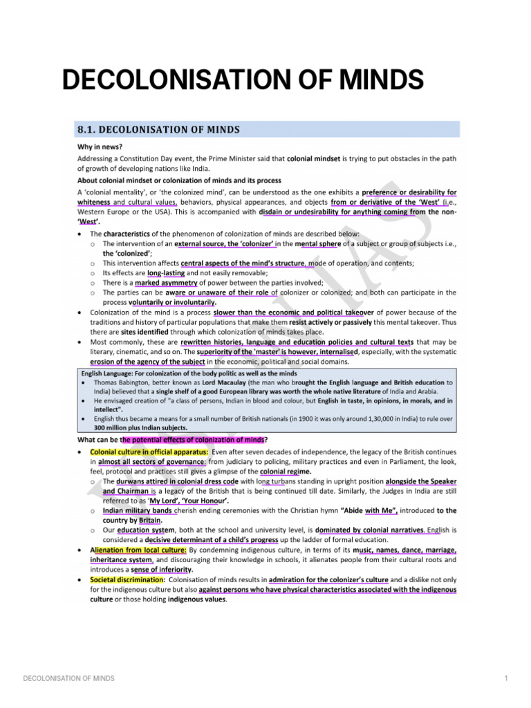 Decolonisation of Minds | PDF