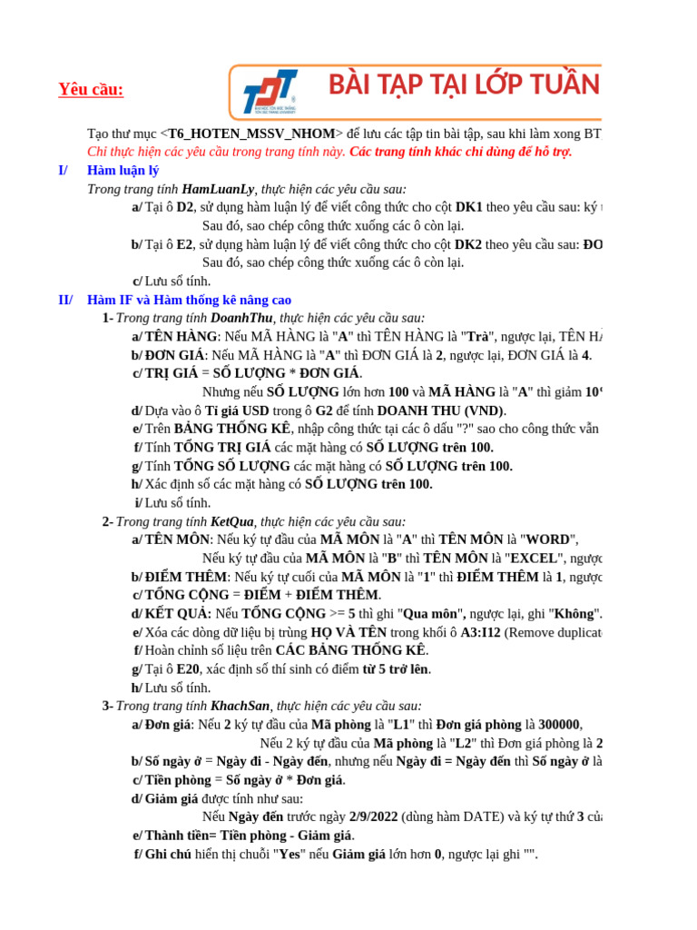 Bai Tap Tai Lop Tuan 6 | PDF