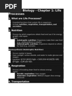 Life Processes Class 10 Notes | PDF