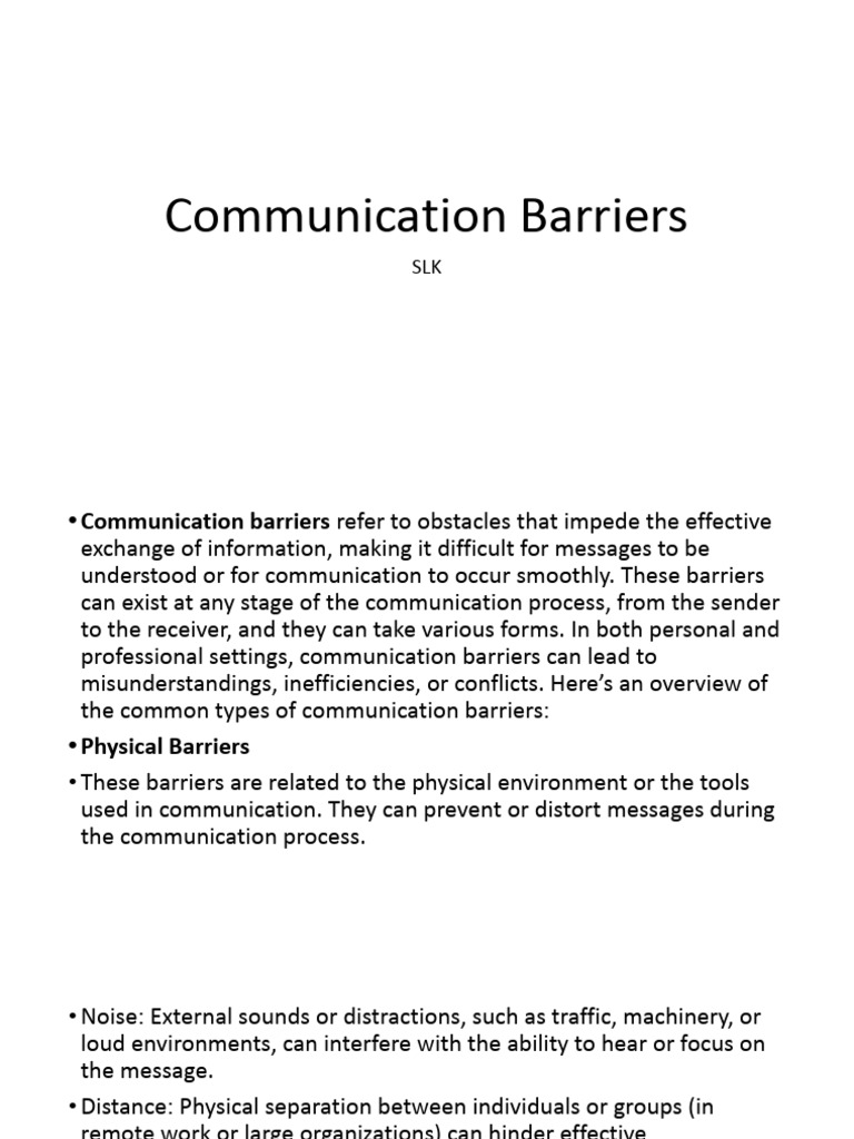 Lecture 14.1 Communication Barriers | PDF | Communication | Nonverbal ...