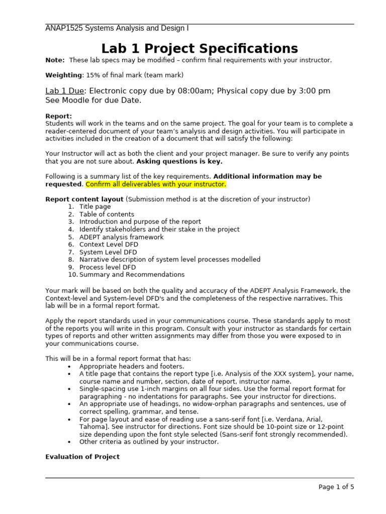 Anap1525 Lab1 SM Specs - 2019 | PDF | Receipt | Inventory