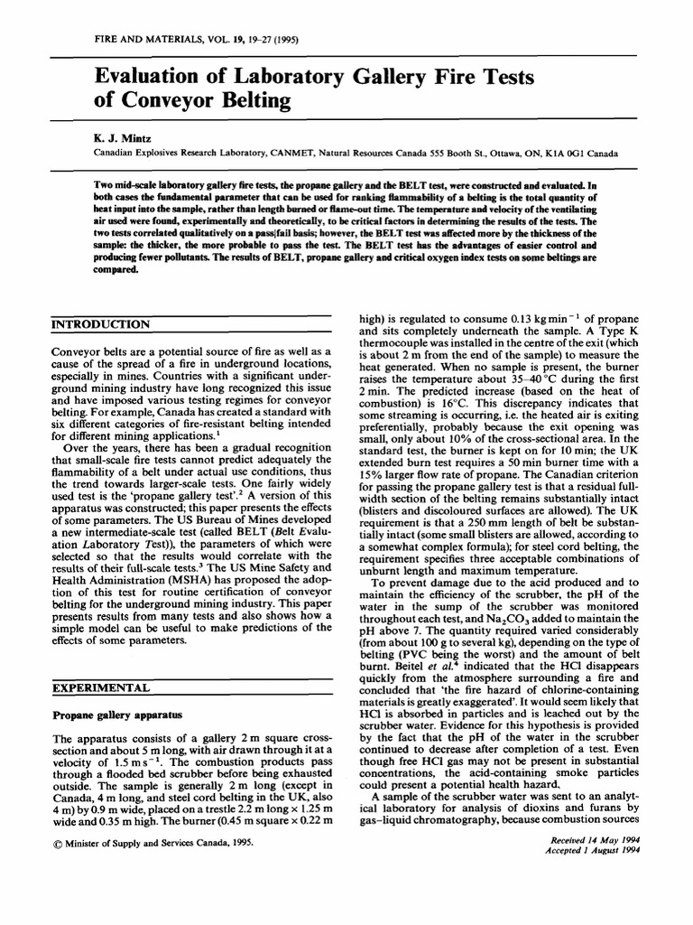 Laboratory Fire Tests for Conveyor Belting | PDF | Combustion | Heat