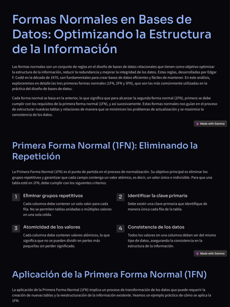 Formas Normales en Bases de Datos Optimizando La Estructura de La ...