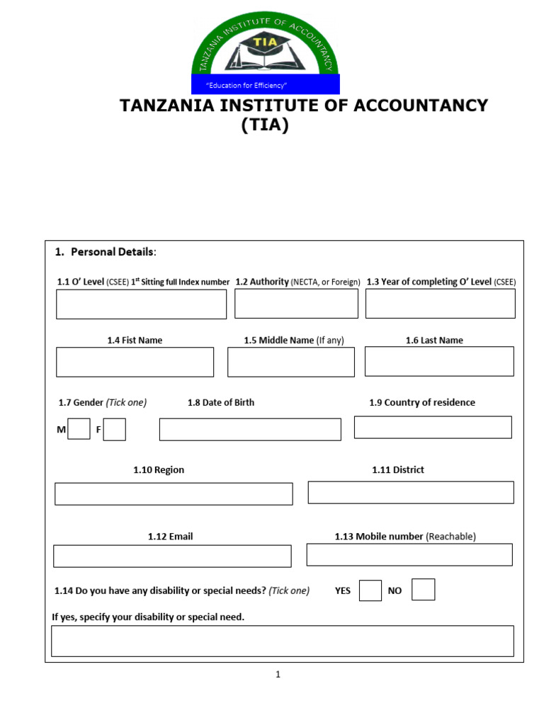 TIA Application Form 2025/2026 | PDF | Educational Stages