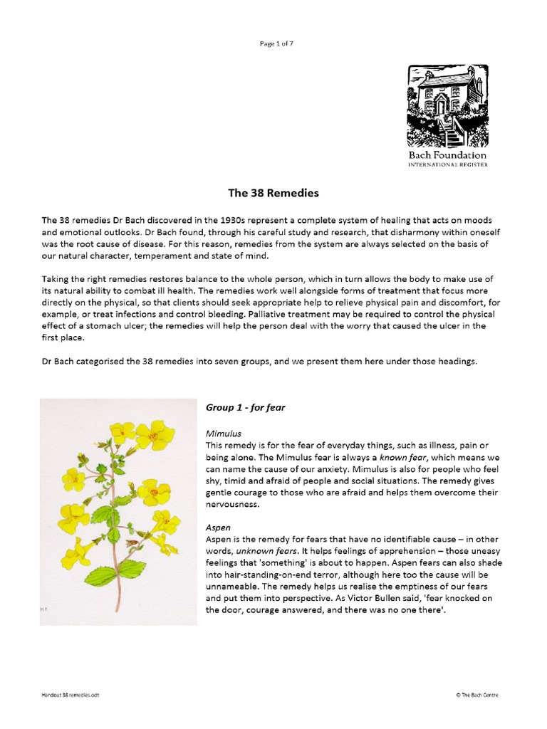 DR Edward Bach Foundation Practitioner Course - 38 - Remedies - From ...