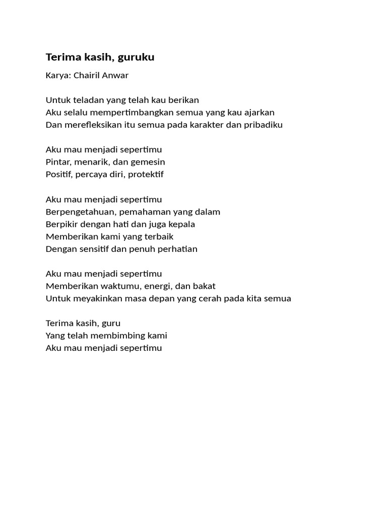 Puisi Terima Kasih Guruku | PDF