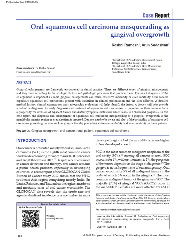 Gingival Overgrowth: SCC Case Report | PDF | Carcinoma | Squamous Cell ...