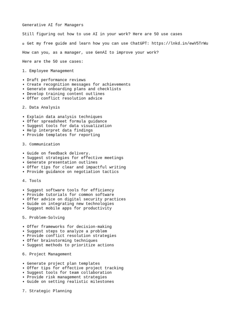 Generative AI Use Cases for Managers | PDF | Artificial Intelligence ...