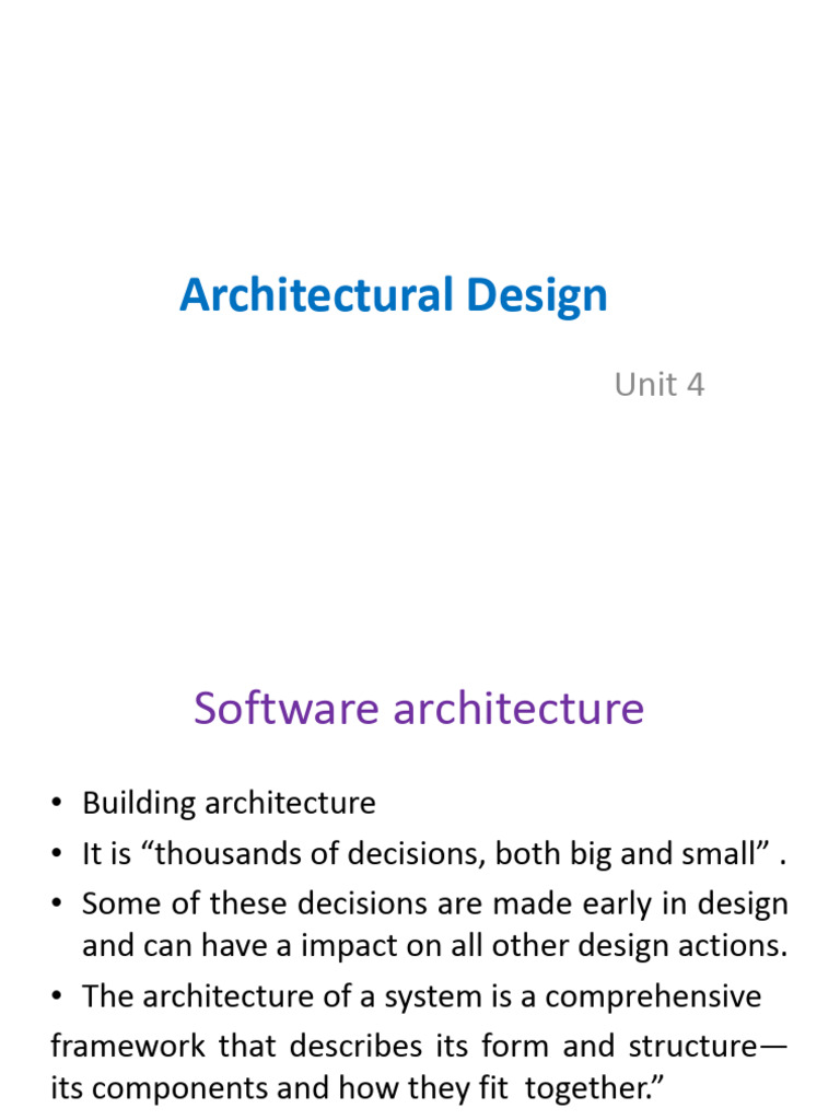 Unit 4 Architectural Design | PDF | Software Architecture | System