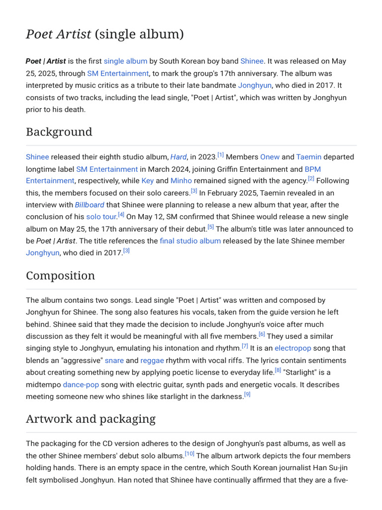 Shinee's Tribute Album: Poet | Artist | PDF