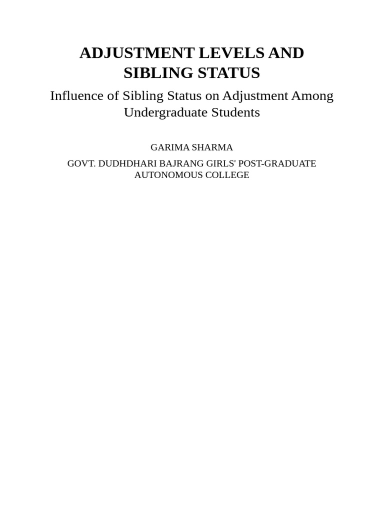 Adjustment Levels and Sibling Status | PDF | Sibling | Adolescence
