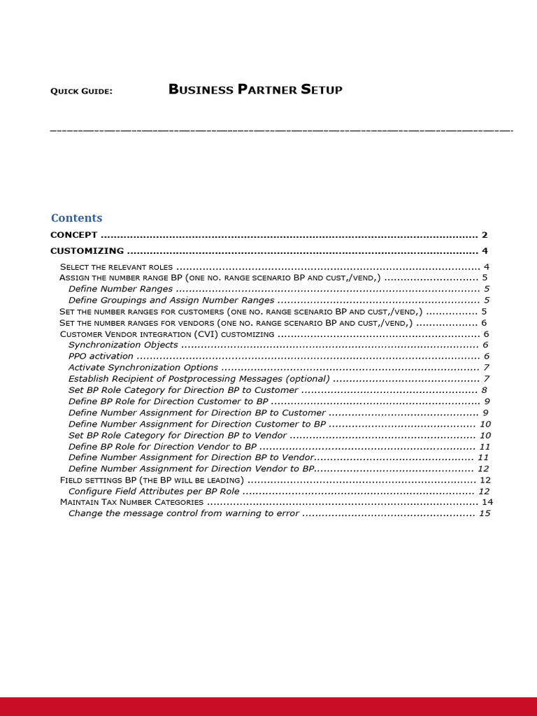 Quick Guide Setup Sap Business Partner | PDF | Computer Science | Software