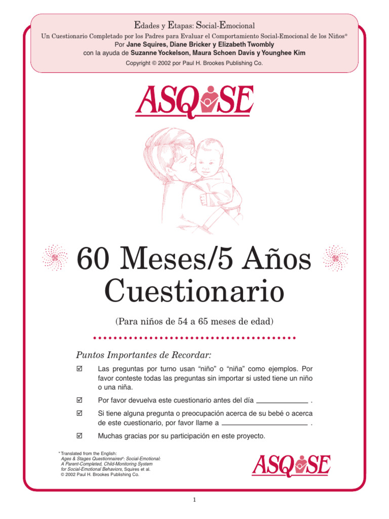 60 Meses Cuestionario ASQ-SE | PDF | Cuestionario
