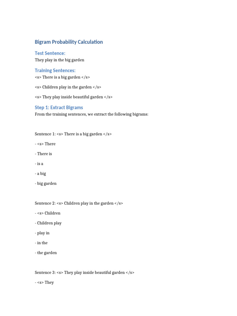 Bigram Probability They Play | PDF