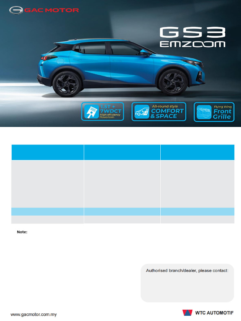 Price List GAC GS3 Emzoom Private Company 1 1 | PDF