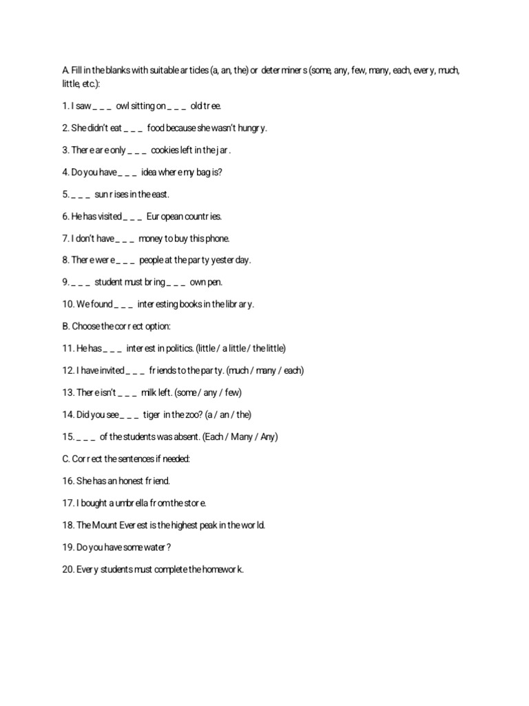 Article and Determiners | PDF