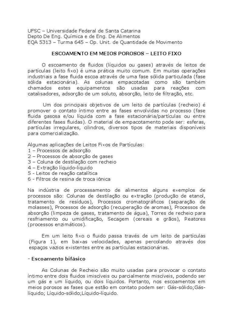 Leito Fixo | PDF | Ciências e Matemática