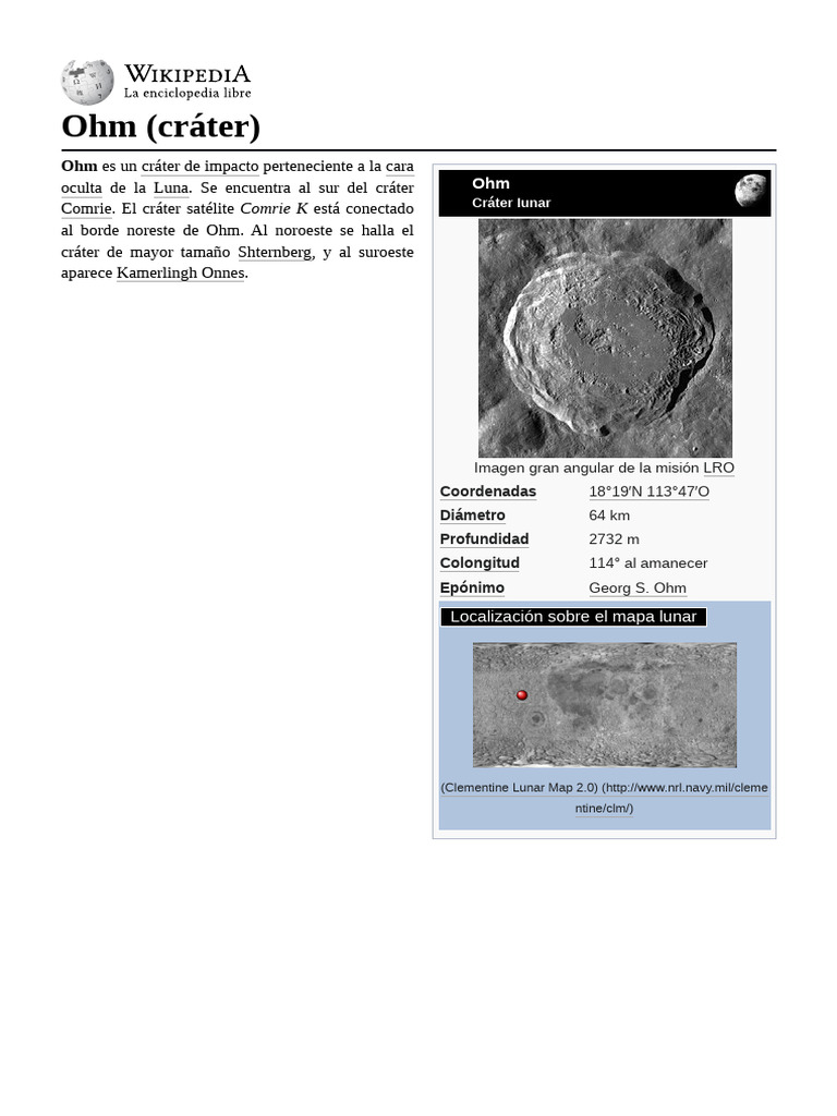 Cráter Ohm en la Luna | PDF | Ciencia planetaria | Ciencia lunar