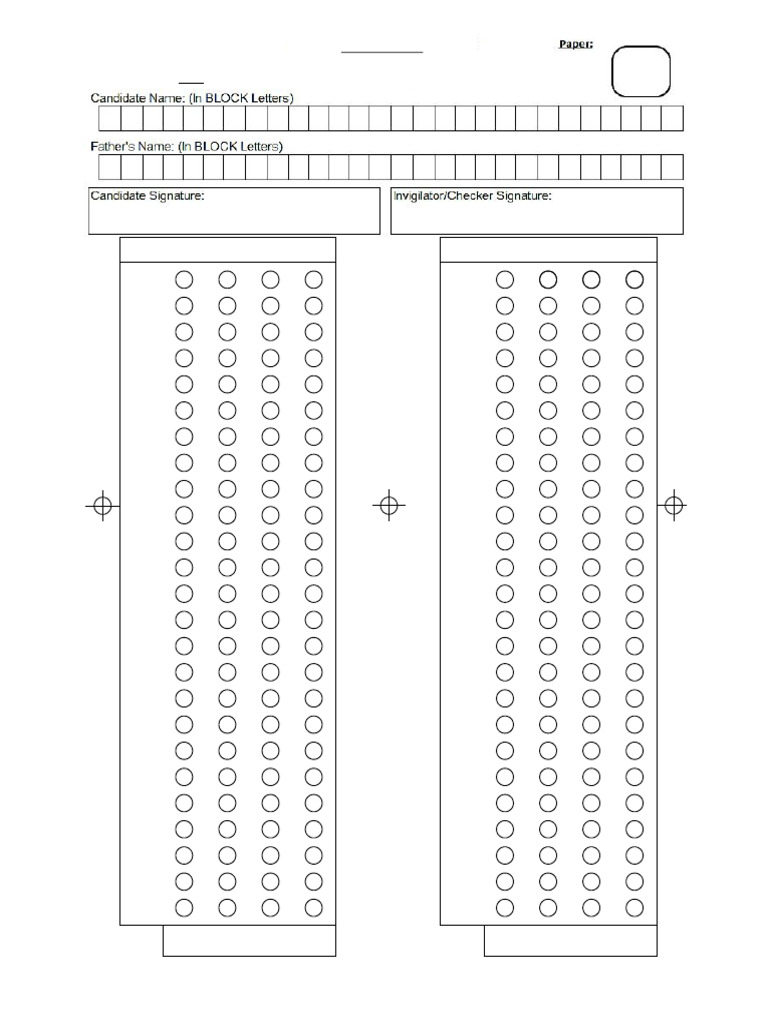 Answer Sheet for 50-25x2 Exam | PDF