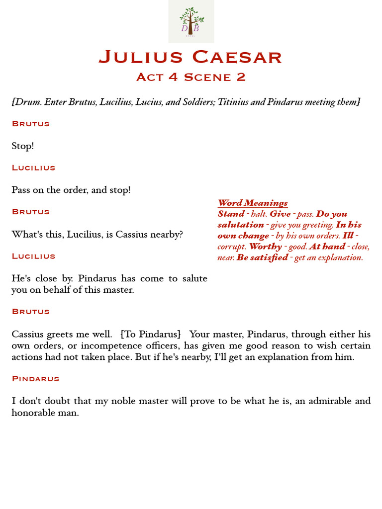 Brutus and Cassius: Tensions Rise | PDF