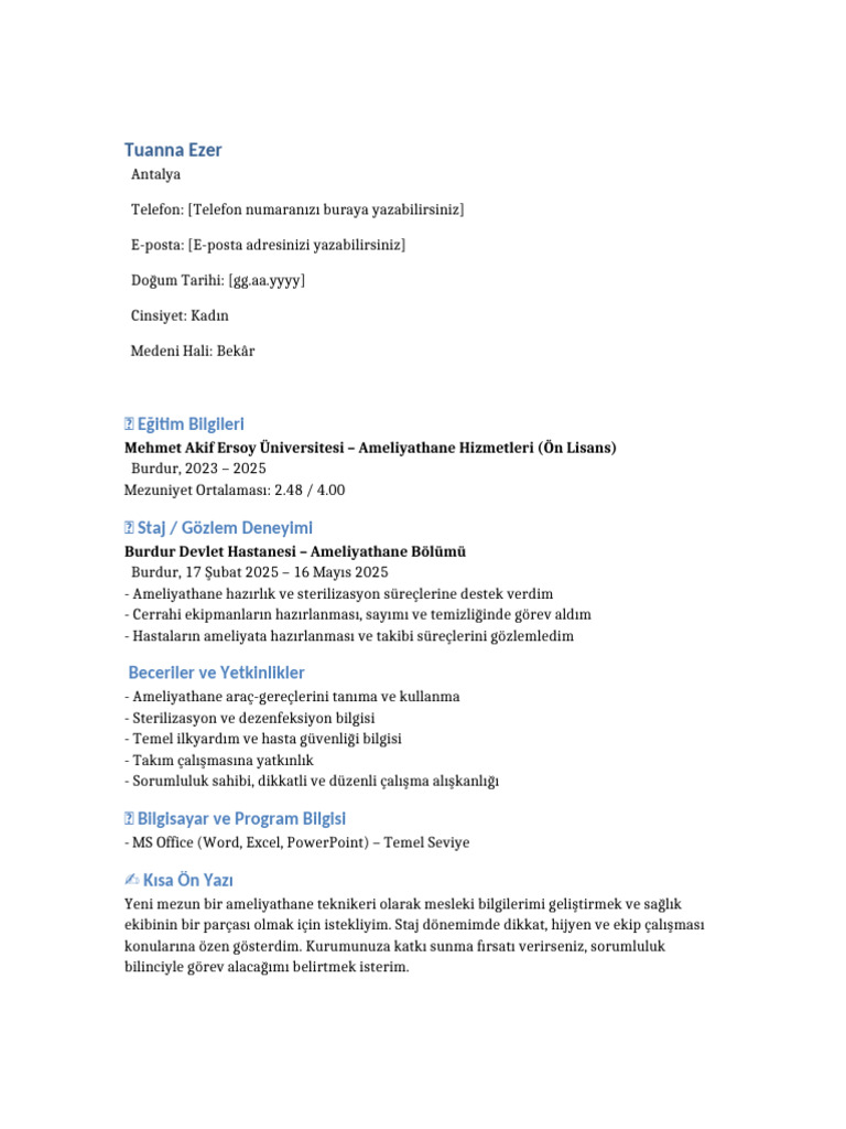 Tuanna Ezer CV | PDF