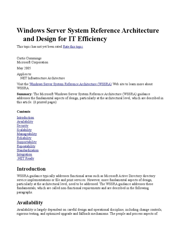 Windows Server Architecture | PDF | Scalability | Load Balancing ...