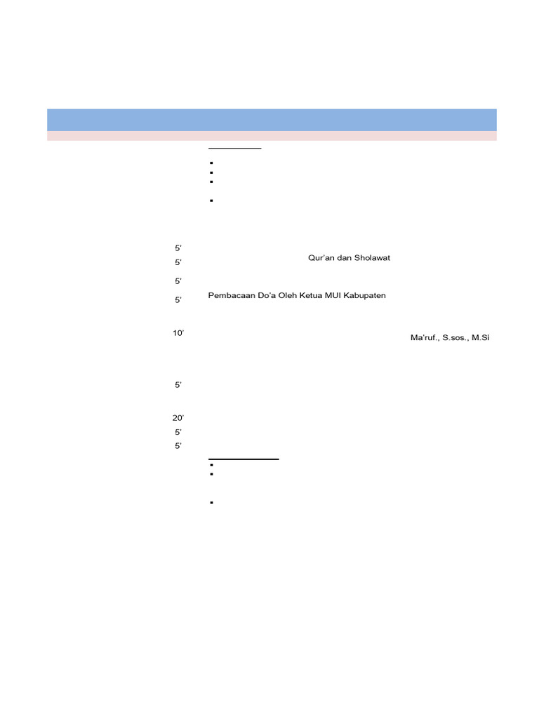 Susunan Acara Pembukaan Dan Penutupan MTQ Ke54 | PDF
