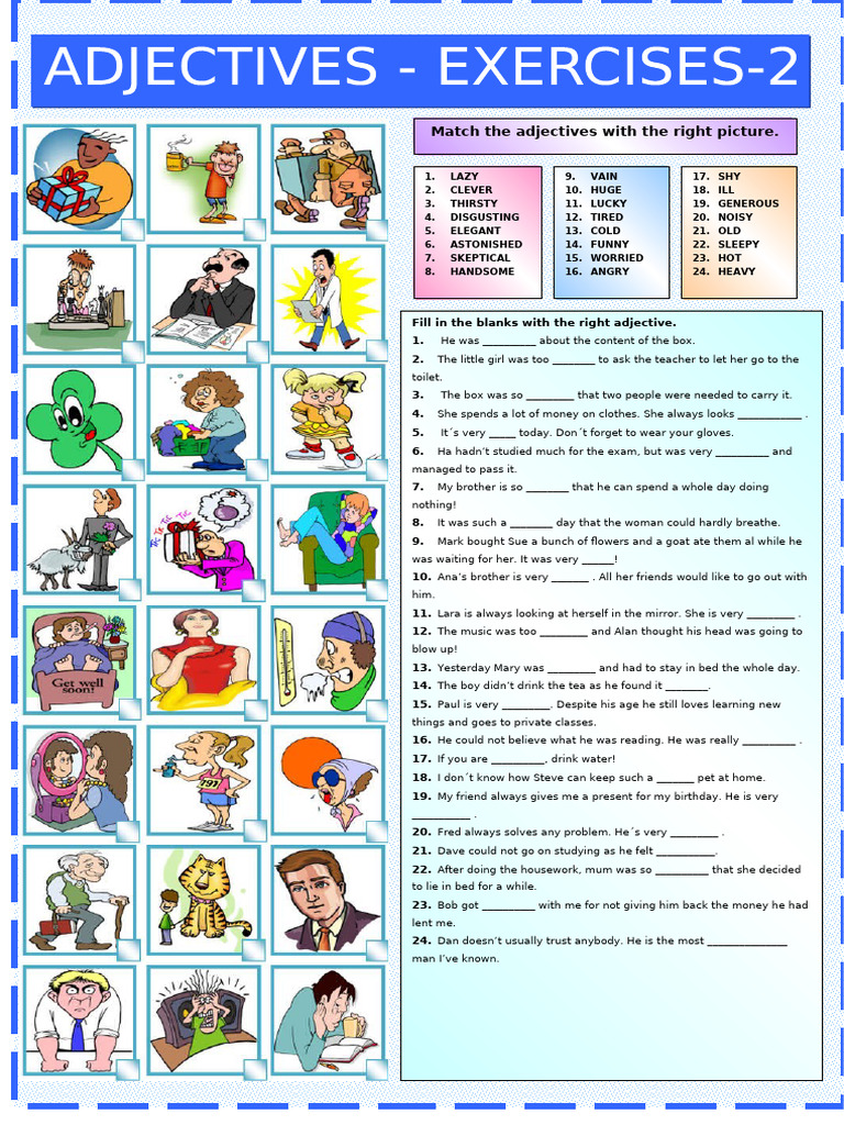 Adjectives - Exercises | PDF | Chess Theory