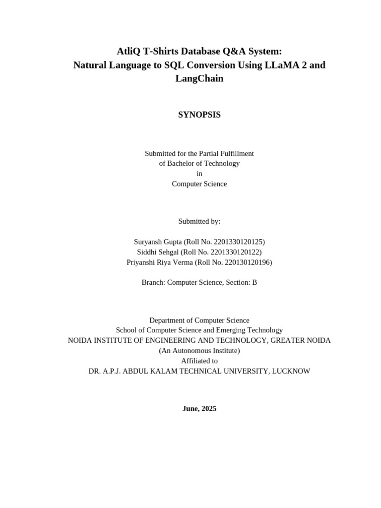 AtliQ TShirts Synopsis | PDF | Databases | Artificial Intelligence