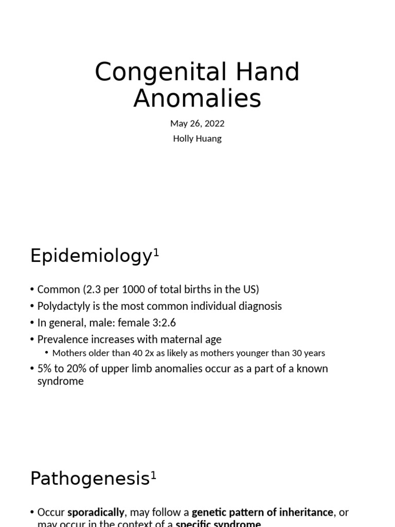Congenital Hand Anomalies | PDF | Musculoskeletal System | Animal Diseases