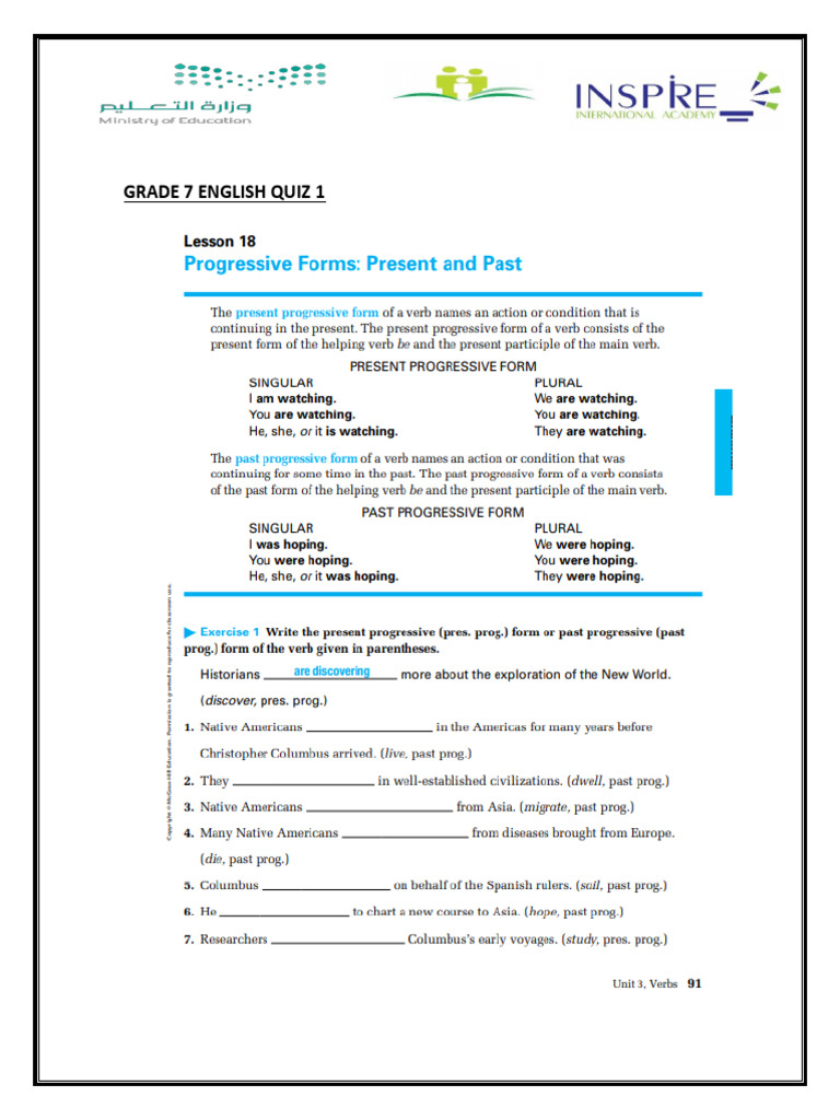 Worksheets For Term 2 Quiz 1 | PDF