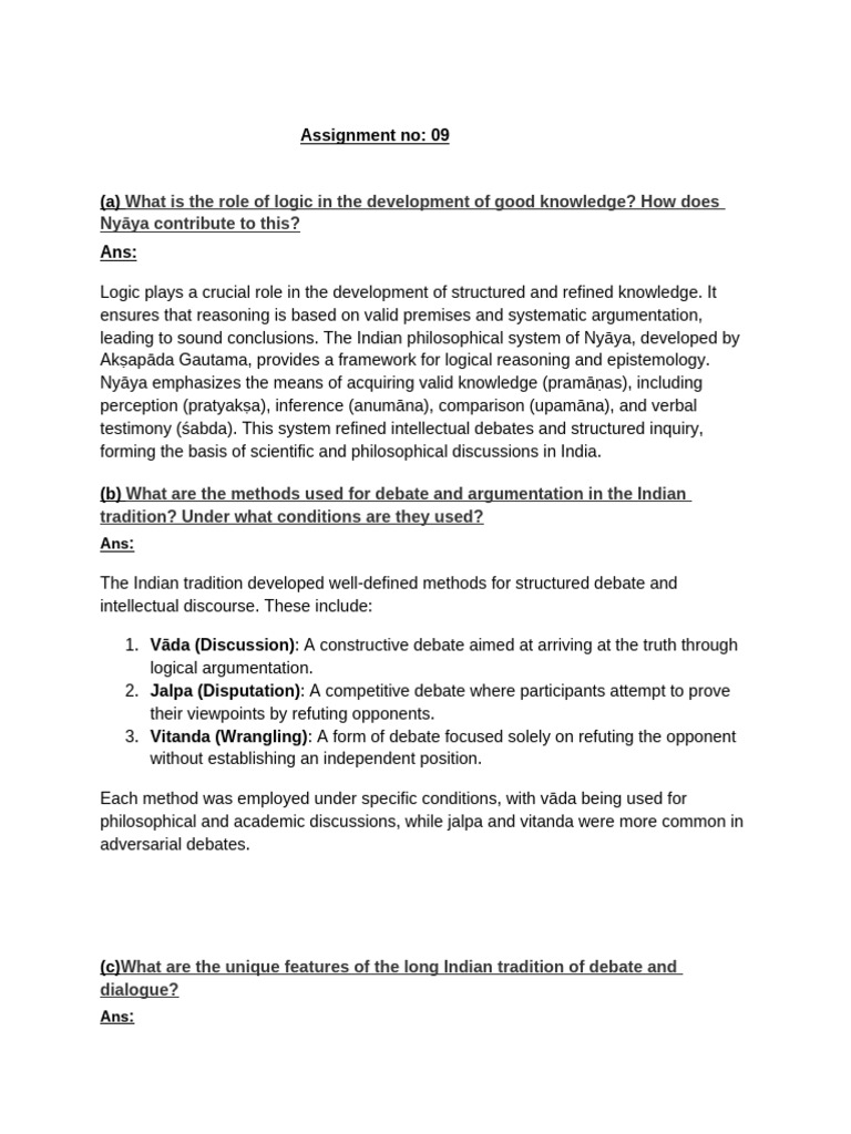 214 Tushar Suthar IKS Assignment - 09 | PDF | Logic | Argument