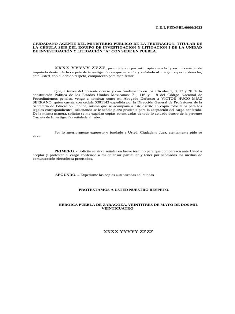 Nombramiento Como Abogado Defensor | PDF